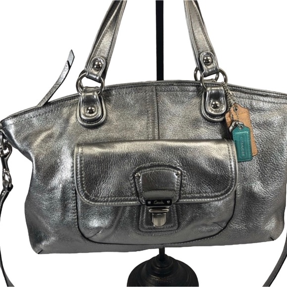 Coach | Bags | Coach Poppy Silver Leather Rocker Bag 8997 | Poshmark